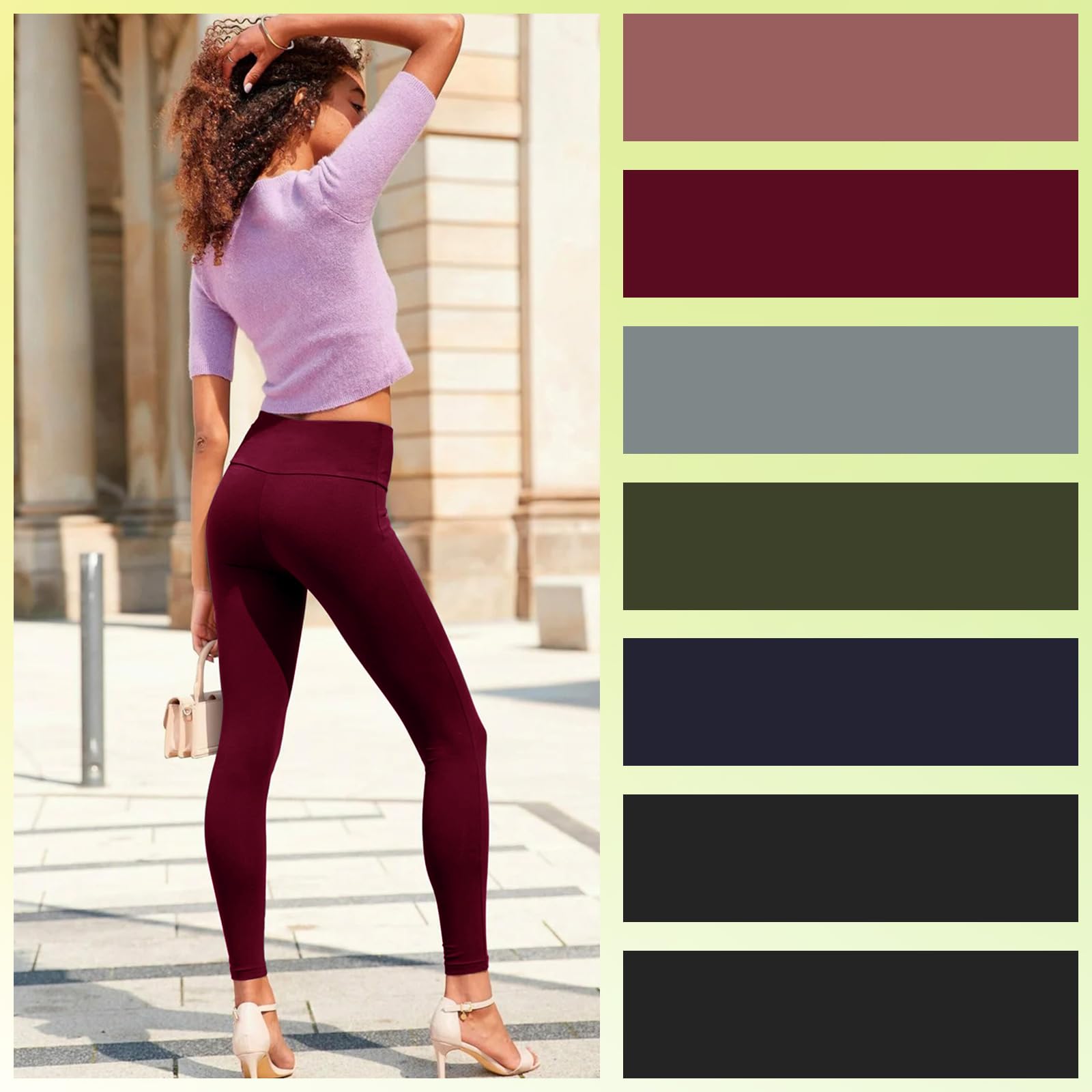 Syrinx 7 Pack Leggings for Women - High Waisted Tummy Control Soft Yoga Pants for Workout Running