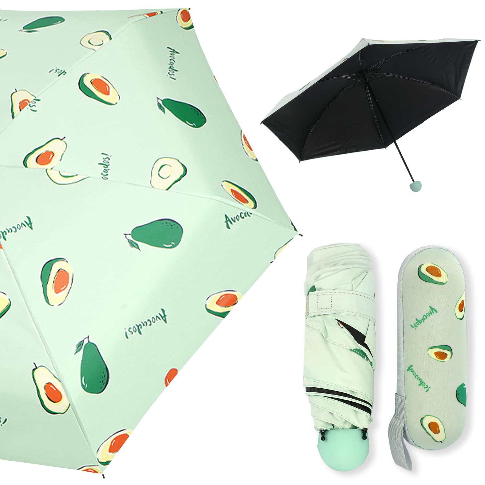 Unaone Mini Umbrella, Lightweight Portable Travel Umbrella with Case, Small Compact Sun and Rain Umbrellas UV Protection for Women and Men