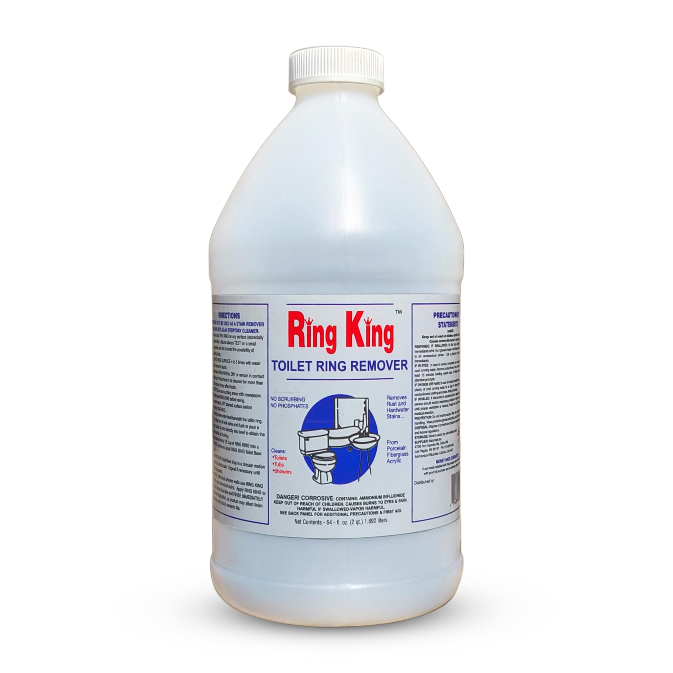 Ring King Toilet Bowl Cleaners | 64oz Toilet Bowl Cleaner Liquid Fast Acting Bathroom Cleaner For Calcium, Water, Rust, Red Clay & Lime Stains – No Scrubbing