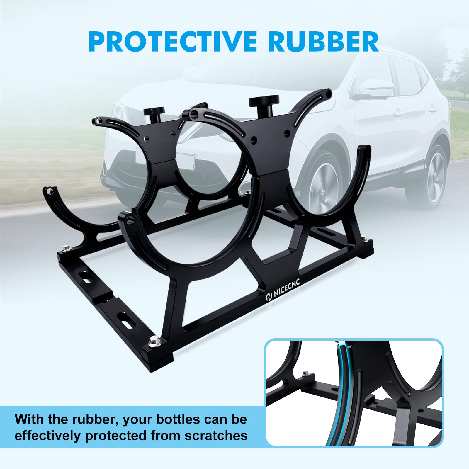 NICECNC 7” Nitrous Oxide Nos Dual Bottle Holder Bracket Billet Aluminum for Dual 10-15 Lb Bottles Black