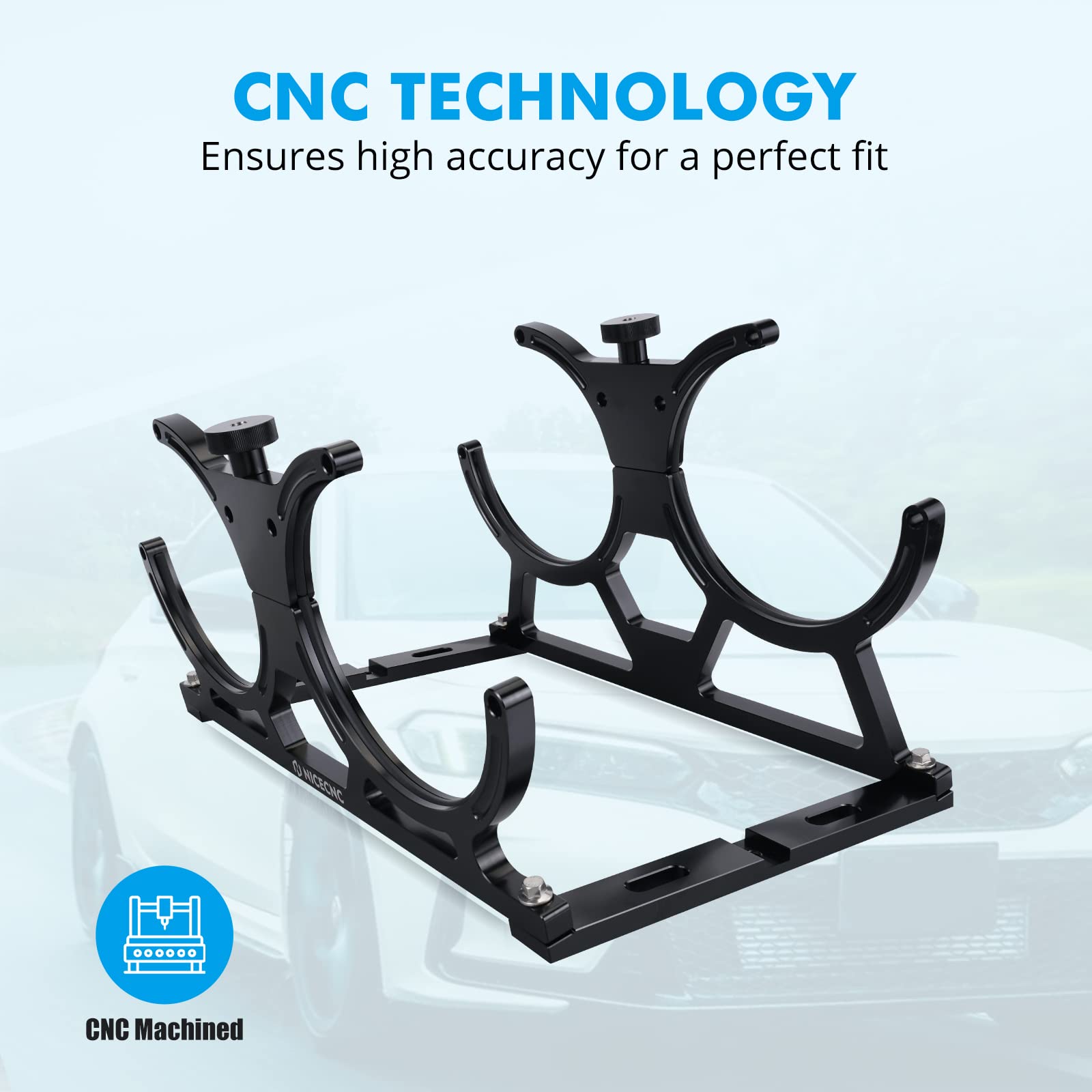 NICECNC 7” Nitrous Oxide Nos Dual Bottle Holder Bracket Billet Aluminum for Dual 10-15 Lb Bottles Black