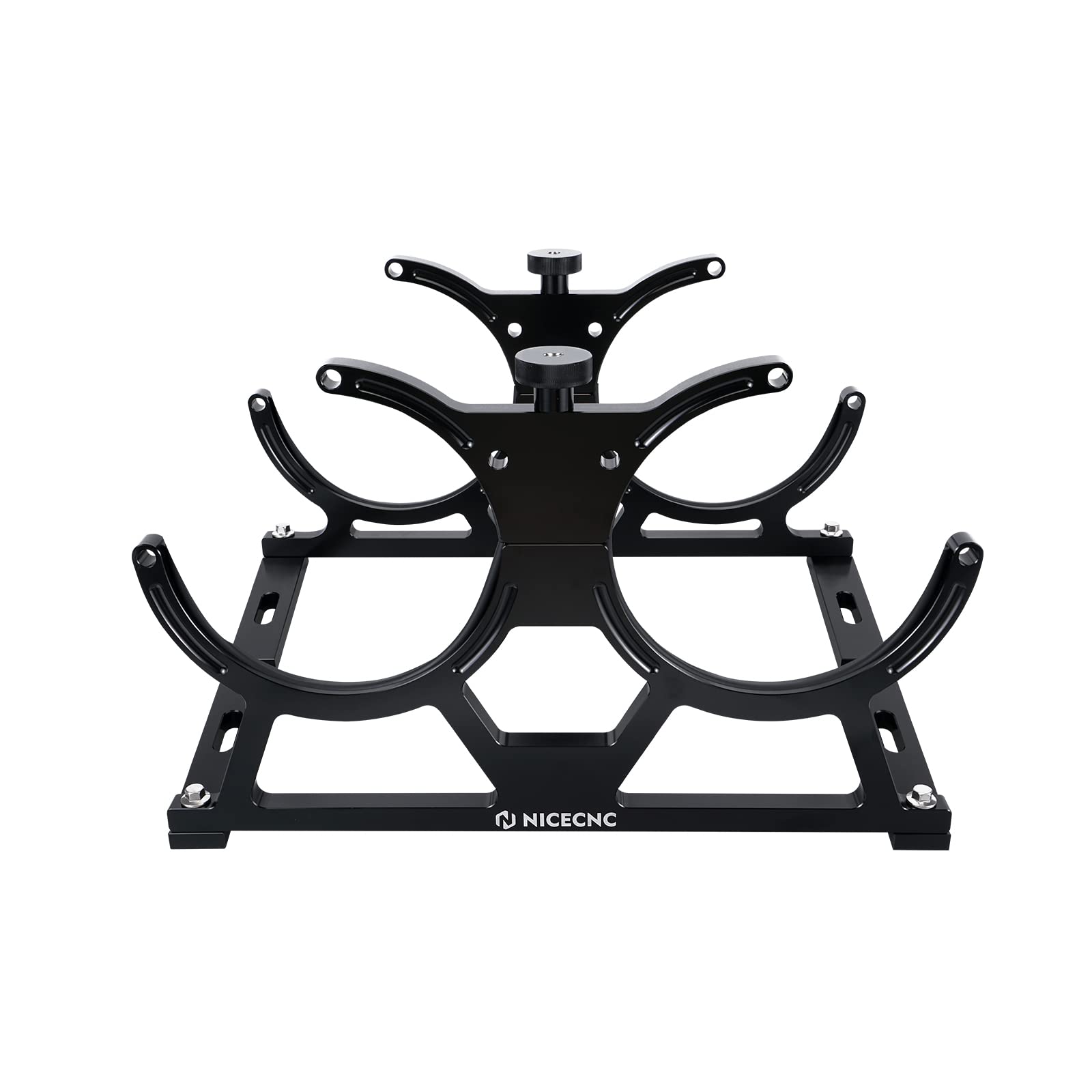 NICECNC 7ā Nitrous Oxide Nos Dual Bottle Holder Bracket Billet Aluminum for Dual 10-15 Lb Bottles Black