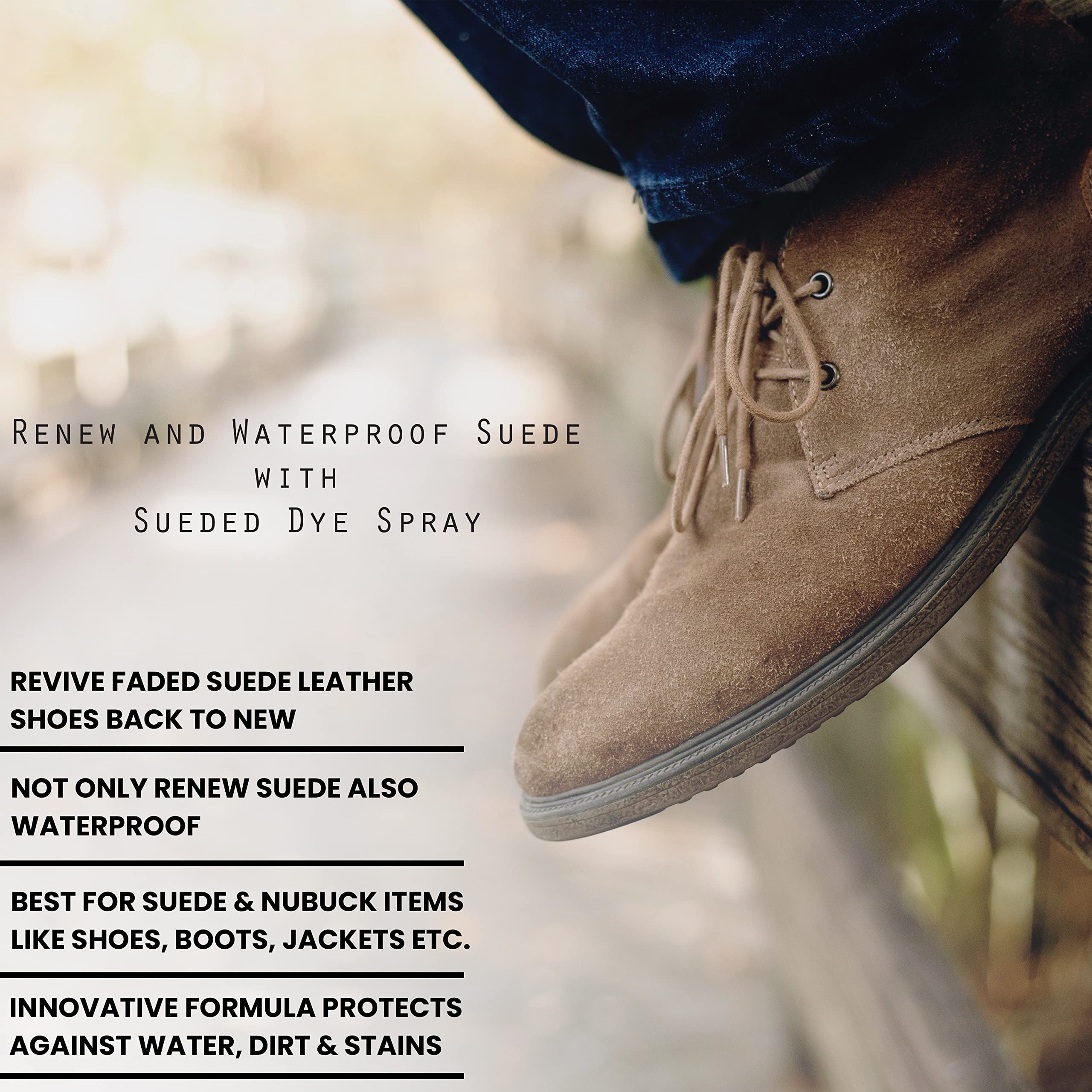 Silver Suede and Nubuck Color Dye Spray - Waterproof, Restores Faded Colors, Easy to Use 8.5oz (Black)