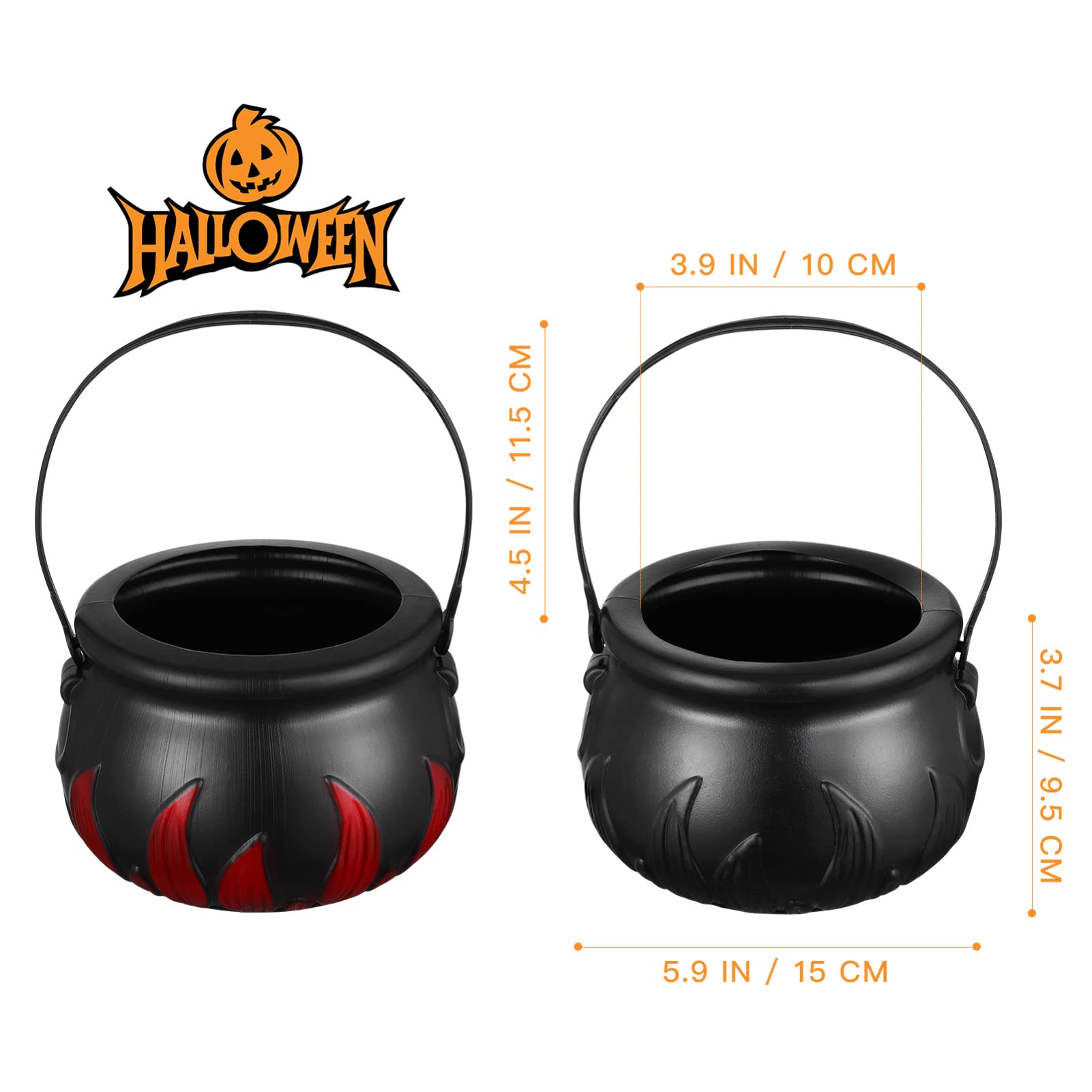 BESPORTBLE 2pcs Halloween Candy Bowls Party Candy Jars Pot and Bucket Candy Containers Plastic Black Witch Cauldron Candy Holders for Cauldron Halloween Party Favor Decor
