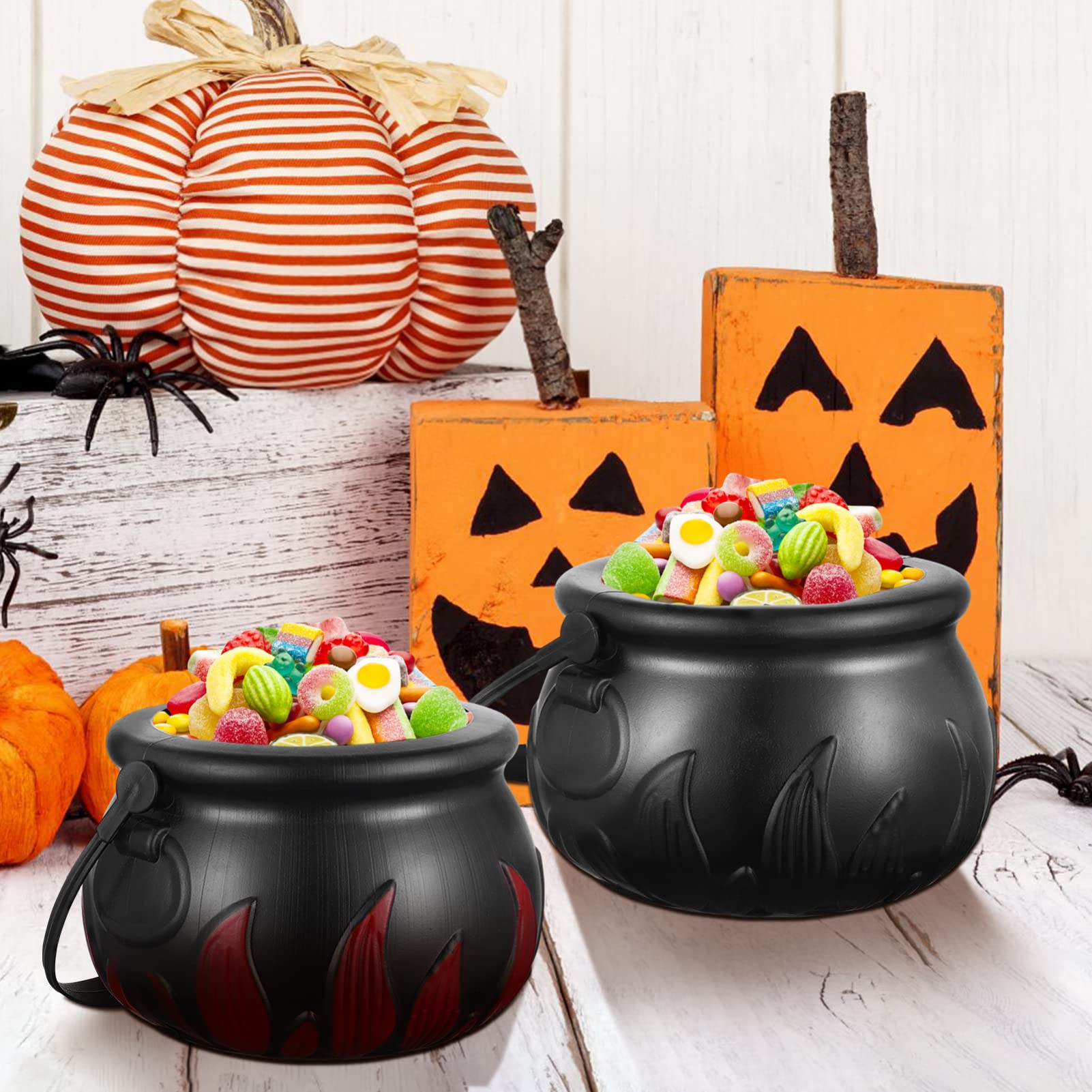 BESPORTBLE 2pcs Halloween Candy Bowls Party Candy Jars Pot and Bucket Candy Containers Plastic Black Witch Cauldron Candy Holders for Cauldron Halloween Party Favor Decor