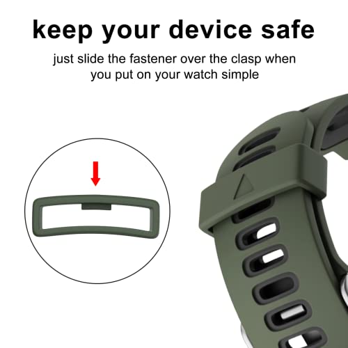 ISABAKE Replacement Fastener Rings Compatible with Forerunner 735XT/Forerunner 235/230/620/630 Band (Pack of 10) Silicone Connector Security Loop for Approach S20 S5 S6 Wristband,Black (Army Green)