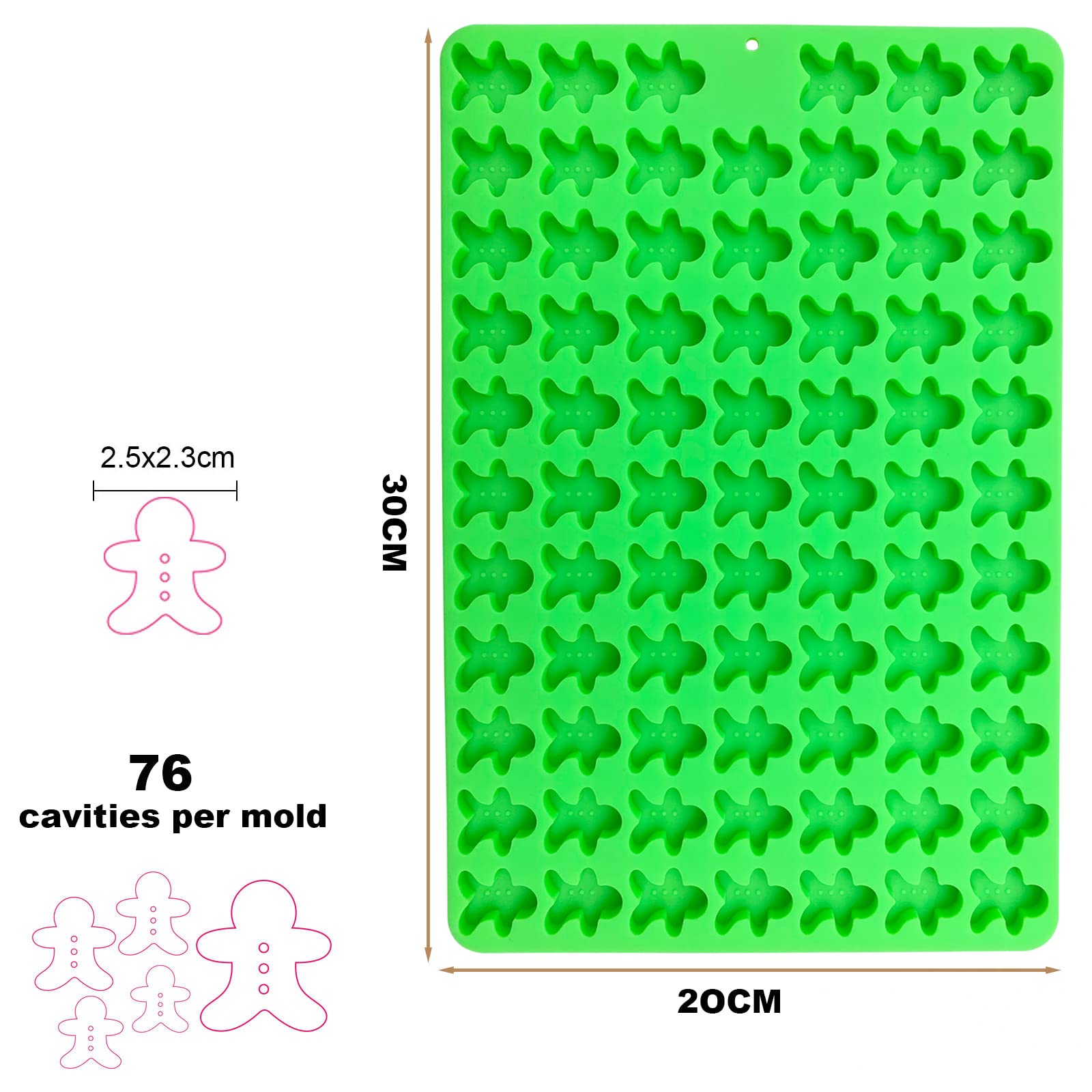 Mini Christmas Molds, Silicone Christmas Tree mold, Gingerbread Man Silicone Mold, Mini Gummy Mold for Baking, Cookies, Pudding, Jelly, Dog Biscuit, Set of 2