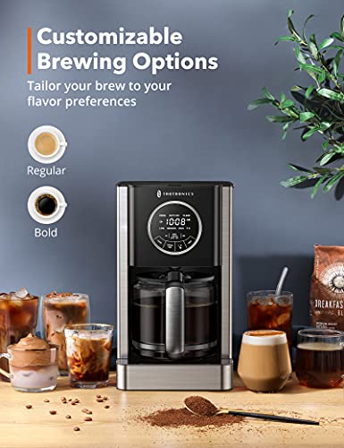 XINYUWZ 12 Cup Programmable Coffee Maker, Drip Coffee Machine with Temperature Control, Auto Pause Coffee Brewer with Glass Carafe, Family Coffeemaker with Self-Cleaning Function Black