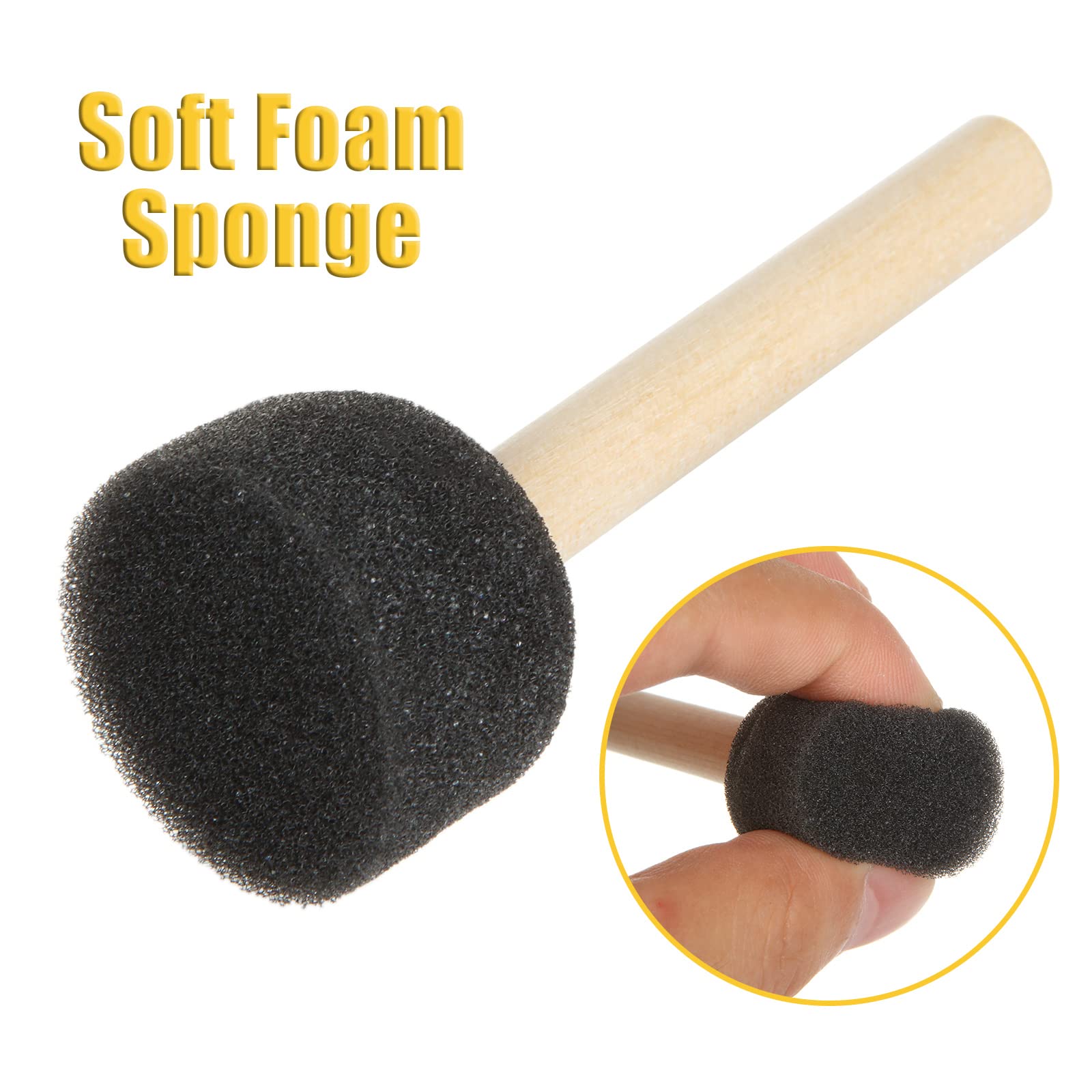50PCS Round Sponges Brush Set Assorted Size Round Foam Brush with Wooden Handle Sponge Brushes for Painting Foam Paint Brushes Painting Tools for Kids Painting Crafts