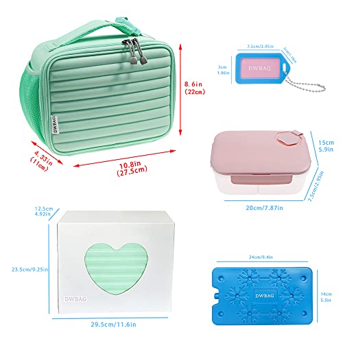 DWBAG Insulated Lunch Bag for Women/Men - Reusable Lunch Box for Office Work Picnic Beach - Leakproof Cooler Bag Freezable Lunch Bag for Adult - Light Green.