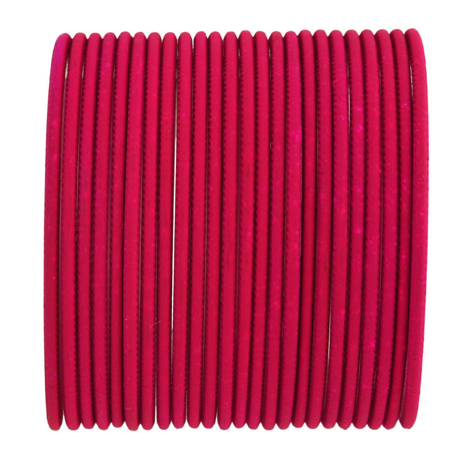 Efulgenz Plain Metal Bangle Bracelets Bridal Indian Wedding Bangles Set Matte Pink Bangles Bollywood Bangle Set for Women (24 Pcs) Size 2.6