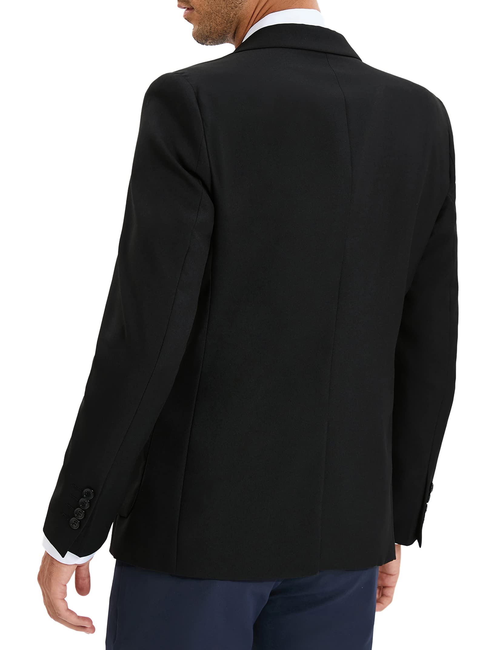EliteSpirit Men's Sport Coats & Blazers Linen Suit Jacket for Men Casual Suits One Button Black XL