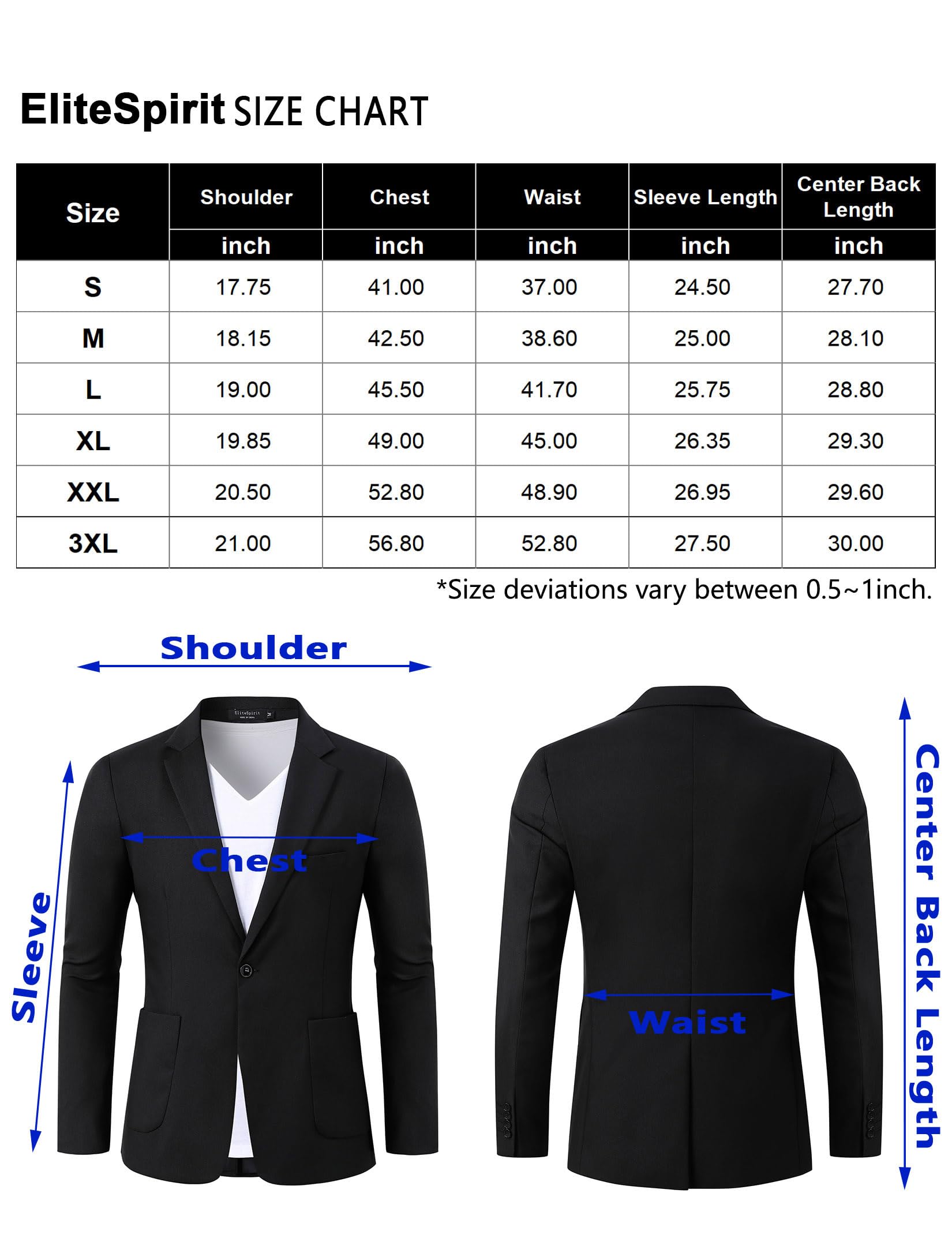 EliteSpirit Men's Sport Coats & Blazers Linen Suit Jacket for Men Casual Suits One Button Black XL