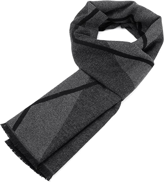 Zando Winter Scarf Cashmere Scarf Buffalo Plaid Scarf Christmas Scarves Men's Cold Weather Scarves Neck Scarf for Men Black Scarf Wool Scarf Warm Scarf