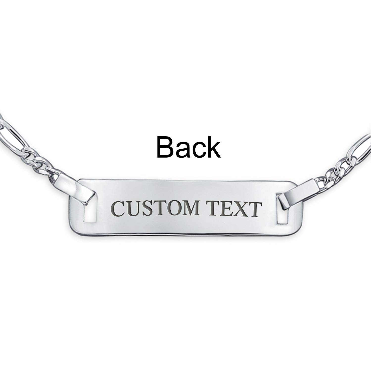 Thin Danity Identification ID Bracelet Figaro Personalized Name Plated Wrist 7 Inch For Women Teens .925 Sterling Silver Custom Engraved
