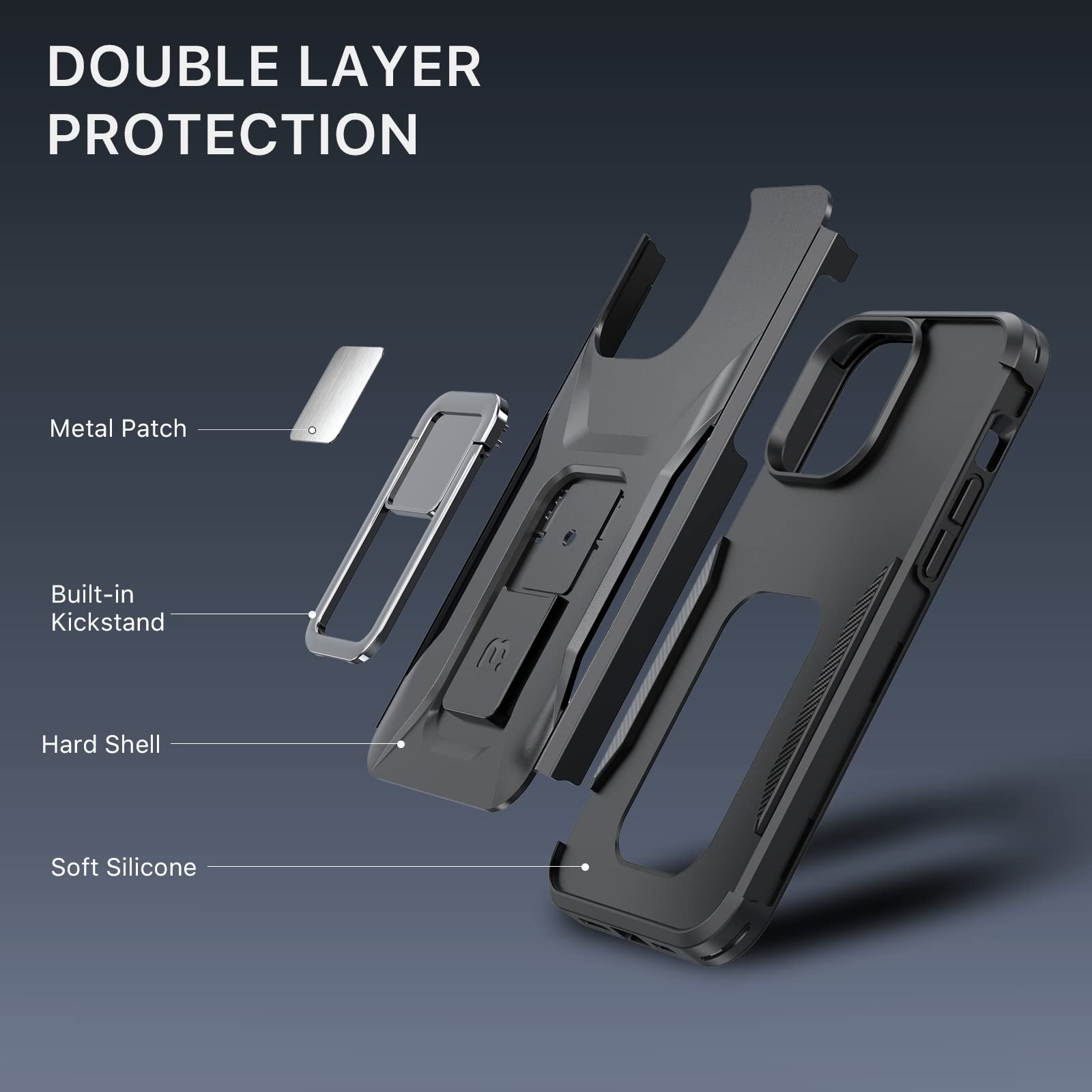 MYBAT Pro Stealth Series Phone Case for iPhone 14 Pro Max Case with Stand 6.7",Support Magnetic Car Mount, Heavy Duty Military Grade Drop Protective Rugged Bumper Armor Covers(Black)