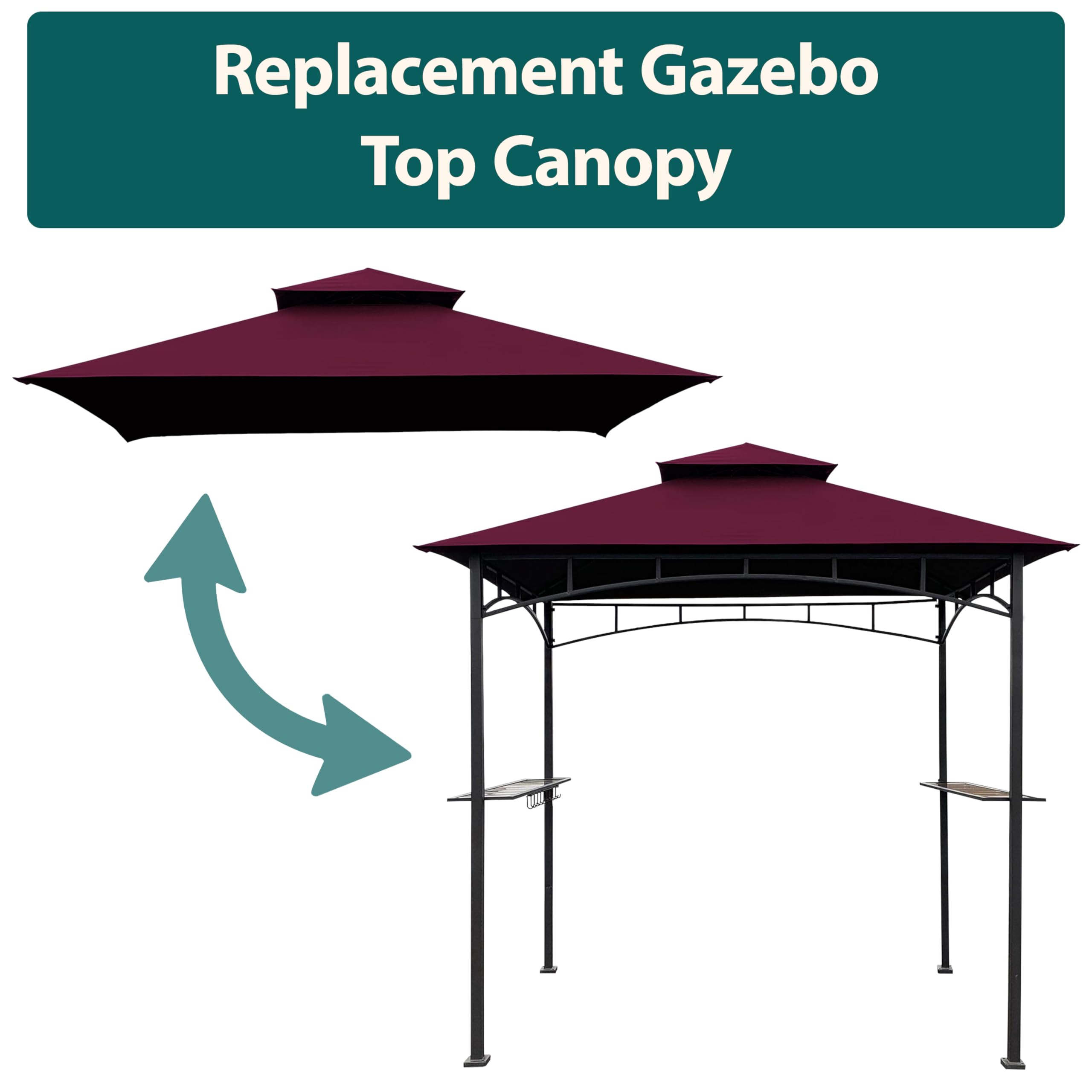 Grill Gazebo Replacement Canopy Roof, 5'x8' Outdoor BBQ Gazebo Top
