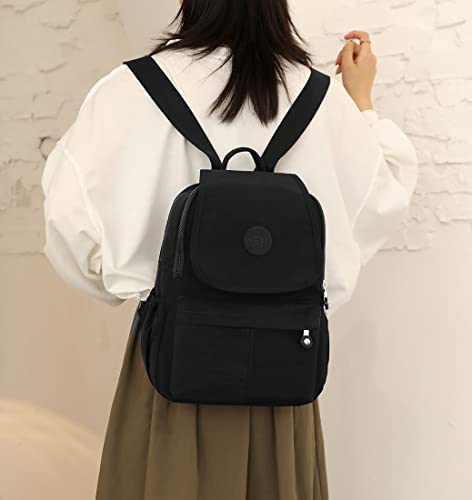 Collsants Women Small Backpack Purse Nylon Mini Backpack for Teen Girls Casual Fashion Daypack(Black)