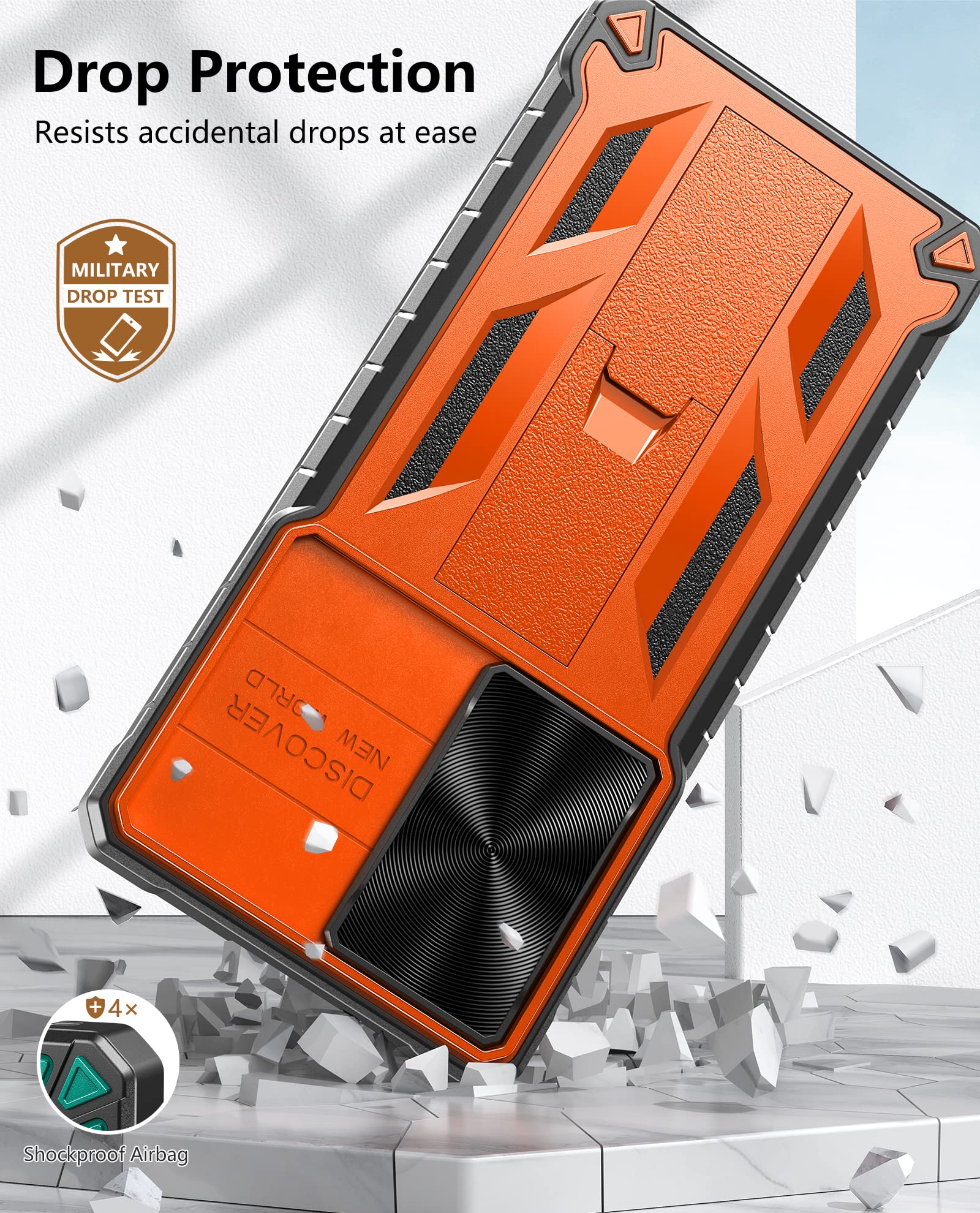 WTYOO for Samsung Galaxy S20-FE Case: Military Grade Drop Proof Protection Mobile Cover with Kickstand | Matte Textured Rugged Shockproof TPU | Protective Phone Case for Samsung S20 FE 5G - Orange