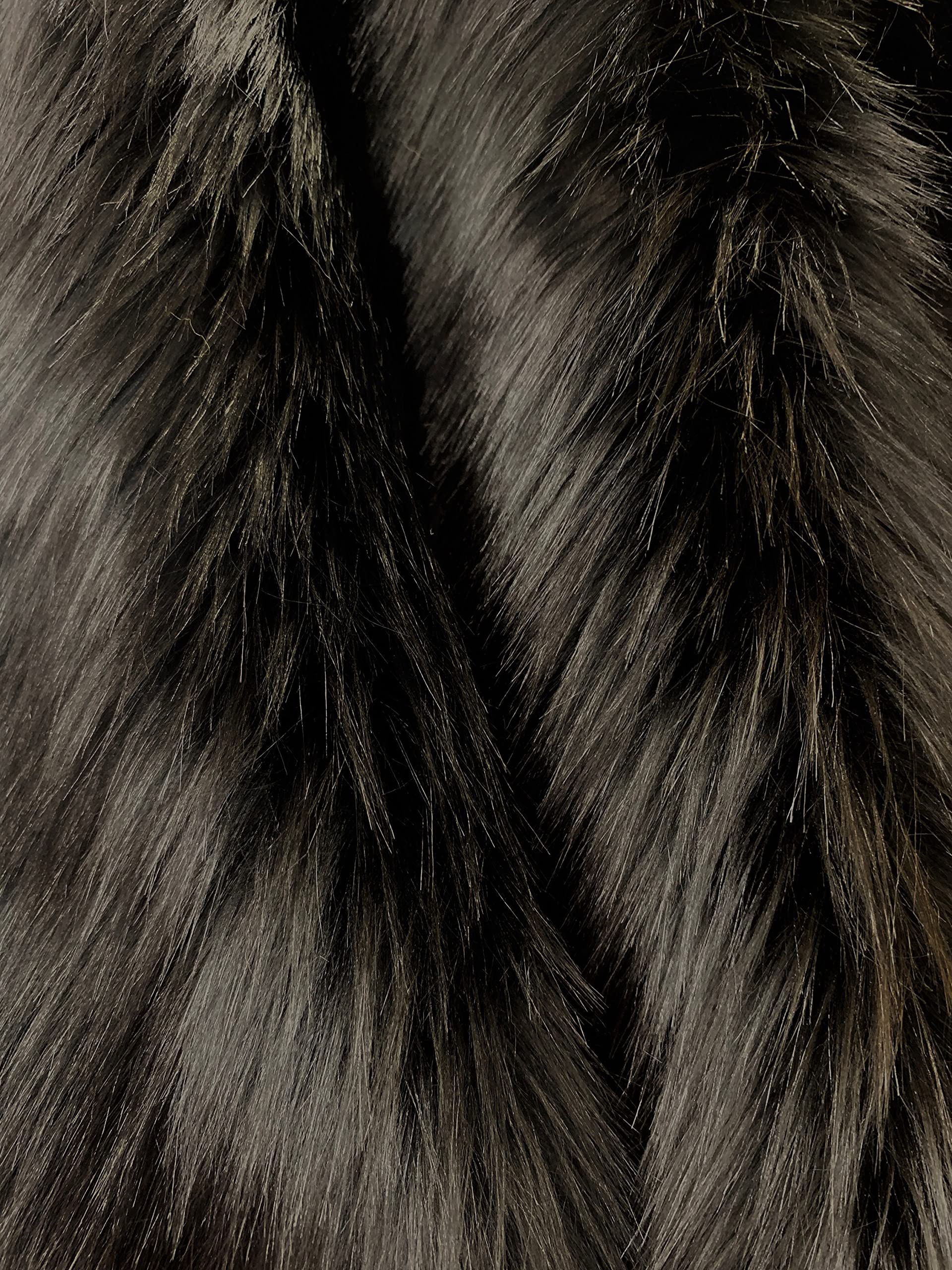 Sasha Black 2 Inch Long Pile Soft Luxury Faux Fur Fabric Fursuit, Cosplay Costume, Photo Prop, Trim, Throw Pillow, Crafts