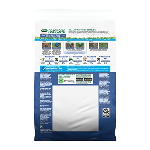Scotts Turf Builder Grass Seed Heat-Tolerant Blue Mix for Tall Fescue Lawns with Fertilizer and Soil Improver, 2.4 lbs.