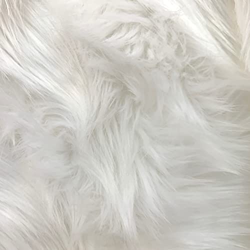 Sasha White 2 Inch Long Pile Soft Luxury Faux Fur Fabric Fursuit, Cosplay Costume, Photo Prop, Trim, Throw Pillow, Crafts
