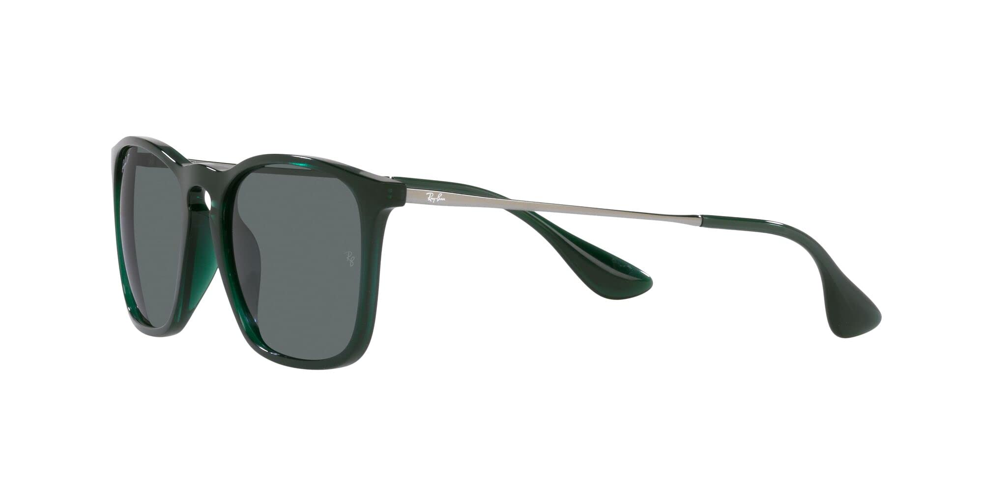 Ray-Ban RB4187 Chris Square Sunglasses, Transparent Green/Dark Grey Polarized, 54 mm