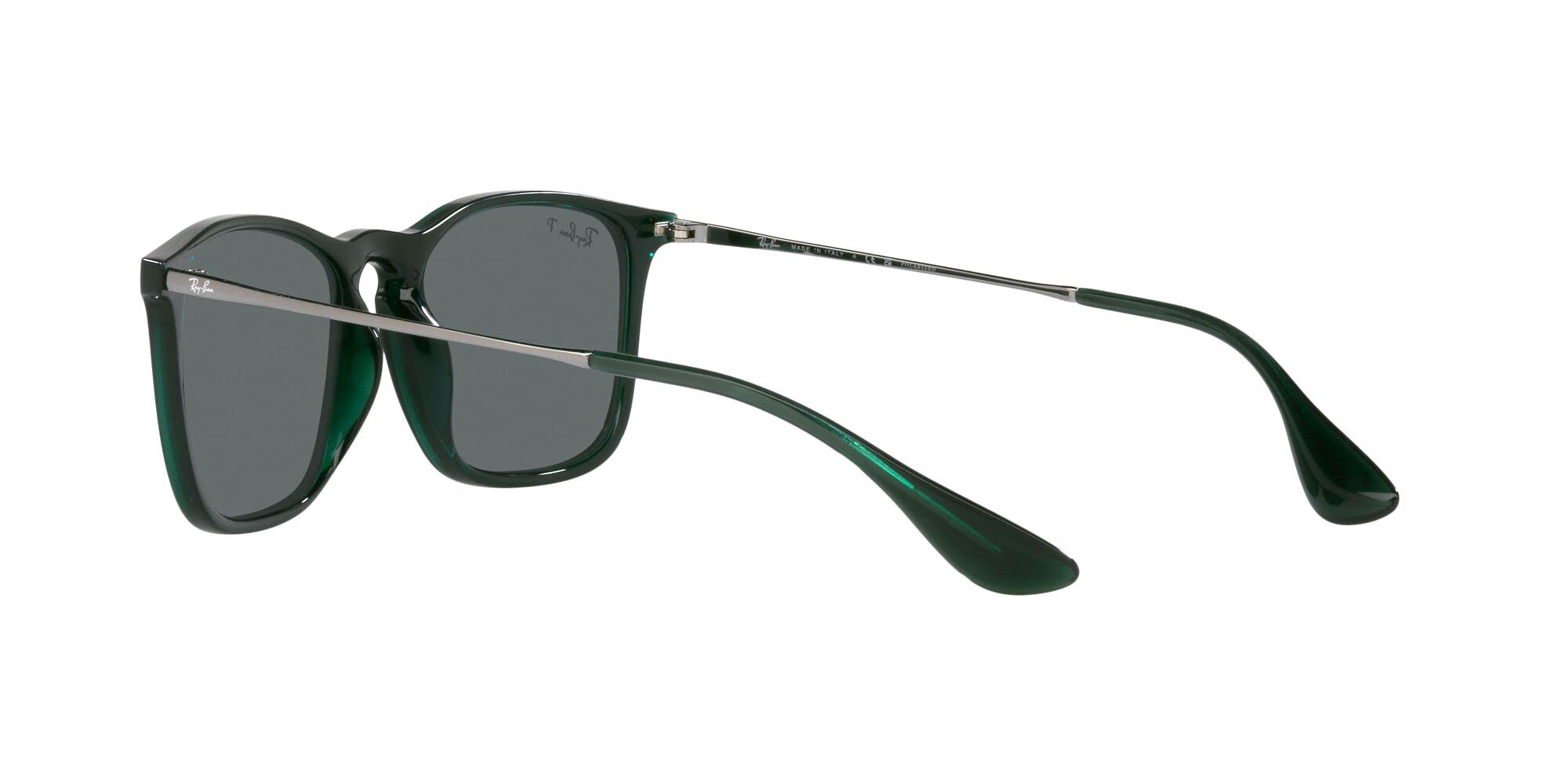 Ray-Ban RB4187 Chris Square Sunglasses, Transparent Green/Dark Grey Polarized, 54 mm