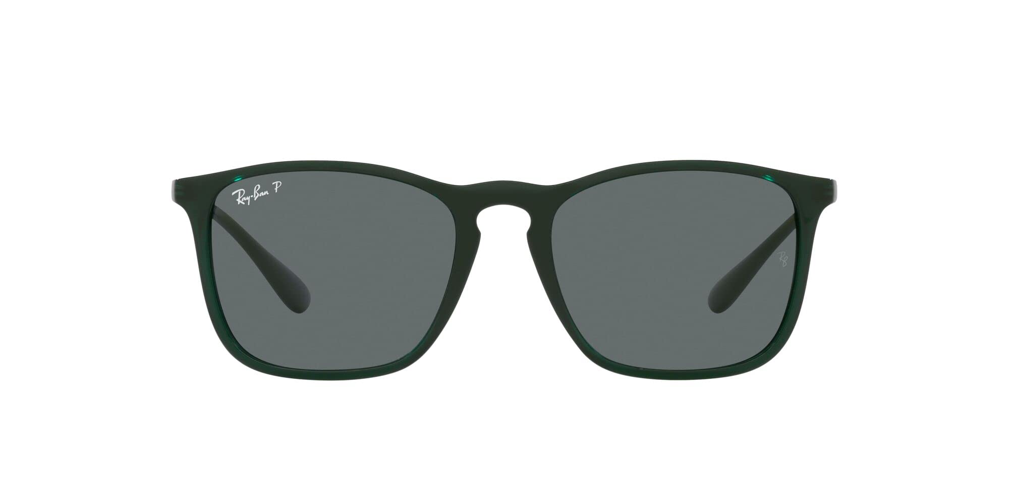 Ray-Ban RB4187 Chris Square Sunglasses, Transparent Green/Dark Grey Polarized, 54 mm