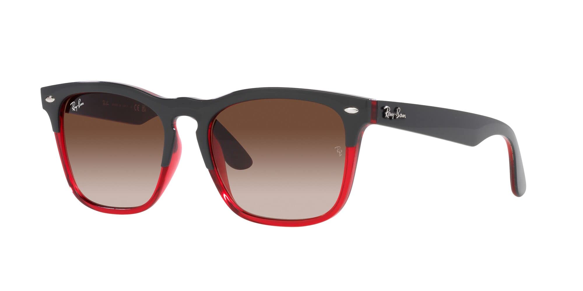 Ray-Ban RB4487 Steve Square Sunglasses, Green on Transparent Red/Brown Gradient, 54 mm