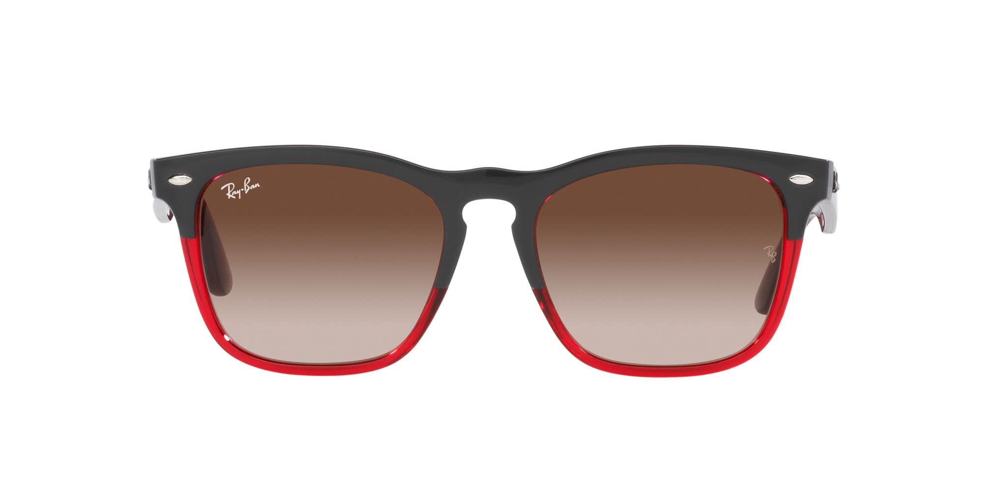 Ray-Ban RB4487 Steve Square Sunglasses, Green on Transparent Red/Brown Gradient, 54 mm