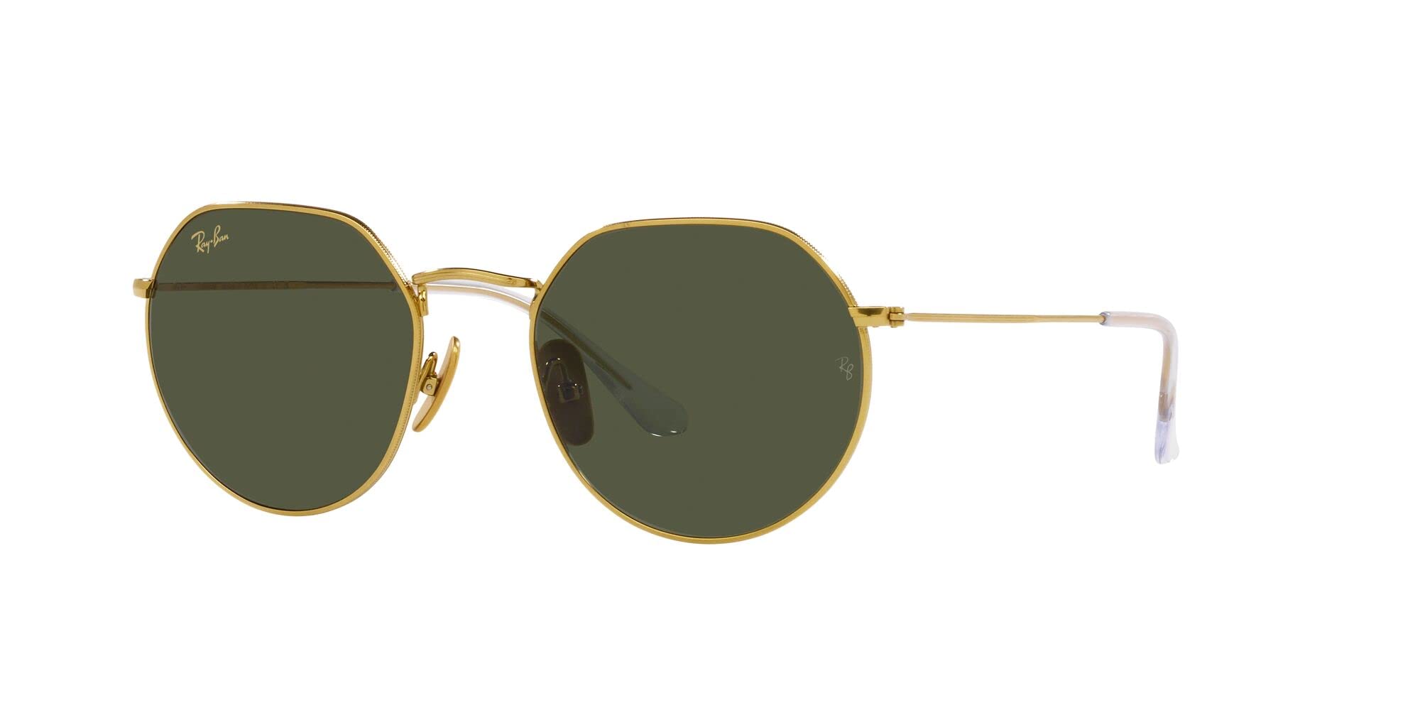 Ray-Ban RB8165 Jack Titanium Round Sunglasses, Legend Gold/Green, 51 mm