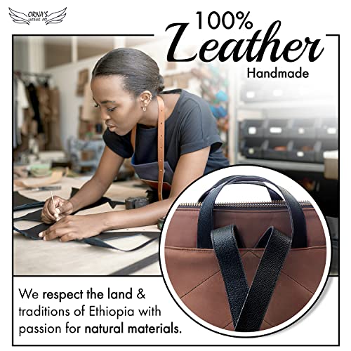 ORNA'S LEATHER ART | SWAN Everyday leather backpack for Women. Practical, Stylish and Spacious Women’s Bag. Real Leather in A Chic Backpack And Contemporary Design, (LIGHT BROWN)