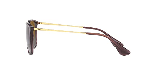 Ray-Ban Men's RB4187F Chris Low Bridge Fit Square Sunglasses, Transparent Brown/Grey Gradient Polarized, 54 mm