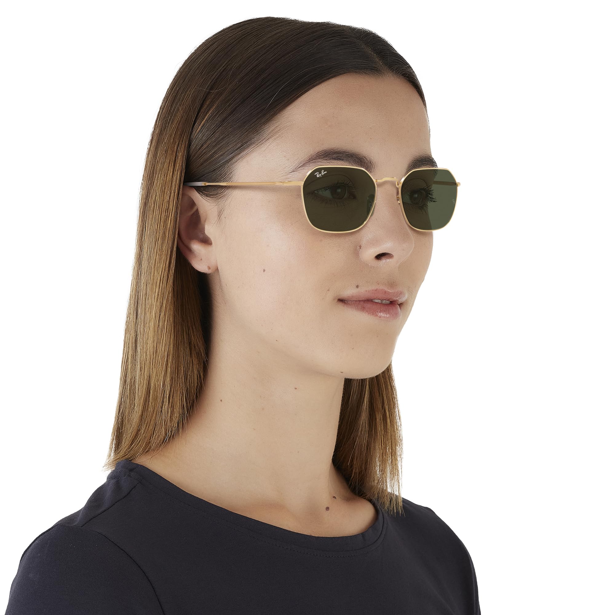 Ray-Ban RB3694 Jim Square Sunglasses, Gold/Green, 53 mm