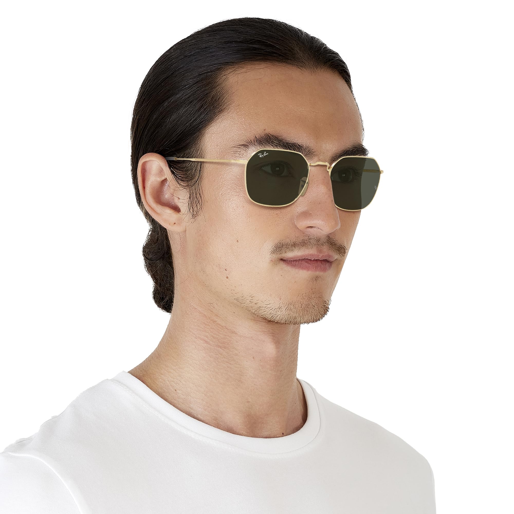 Ray-Ban RB3694 Jim Square Sunglasses, Gold/Green, 53 mm