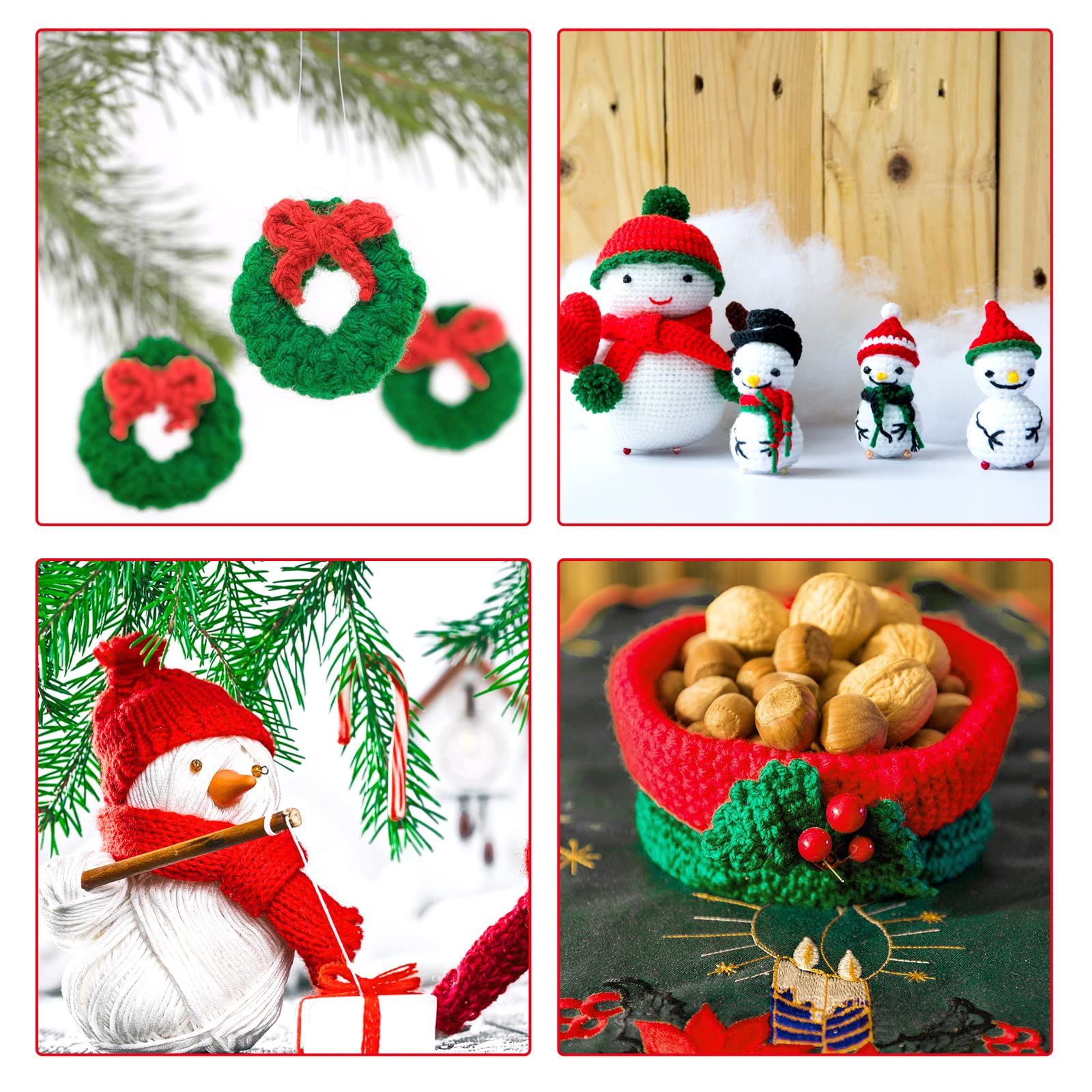 LIHAO 3 Skeins Yarn for Knitting Christmas Themed Yarn for DIY Xmas Crochet Crafts - 100% Acrylic, 50g
