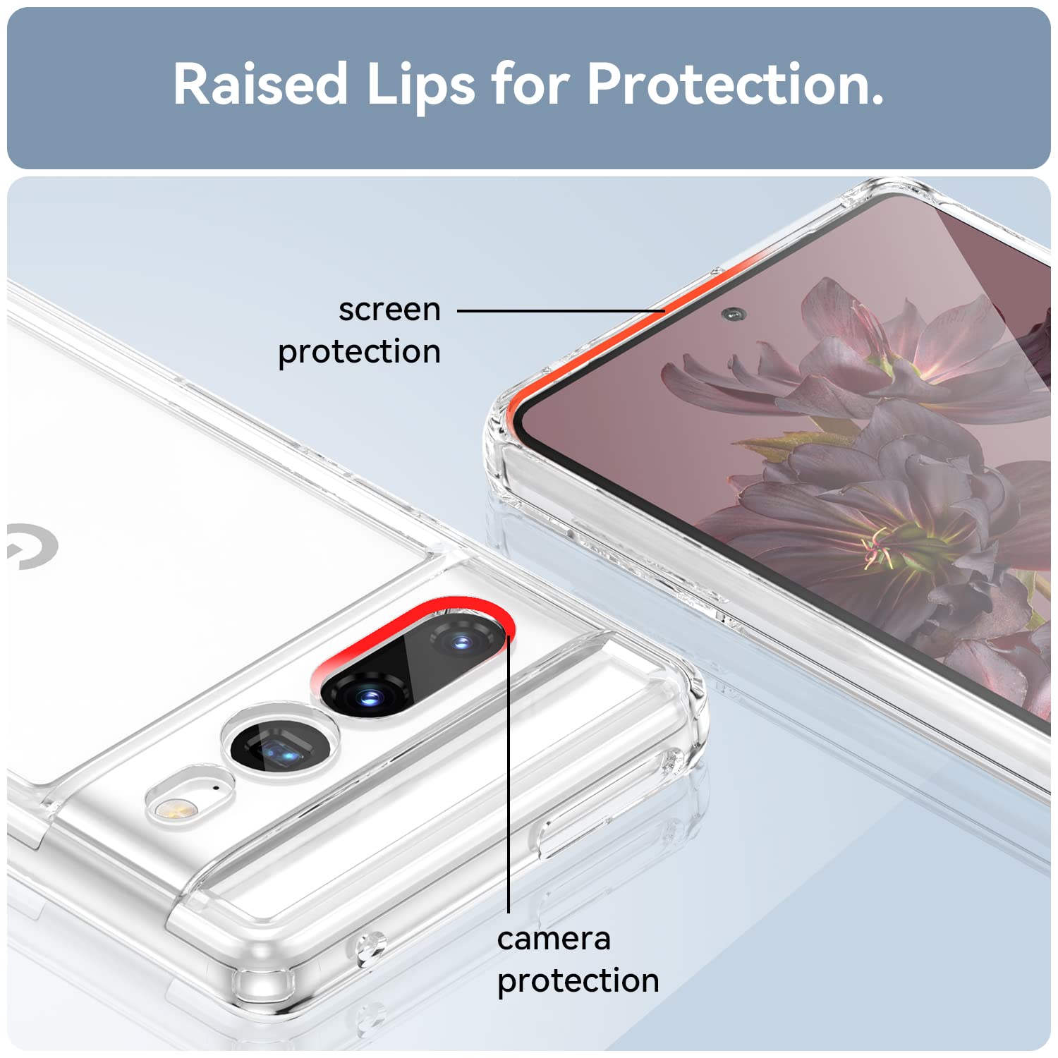 EVUNNBC for Pixel 7 Pro Case, Google Pixel 7 Pro Case Non Yellowing Military Grade Drop Protection Thin Flexible Silicone TPU Protective Slim Fit Phone Cover for Google Pixel 7 Pro (Clear)