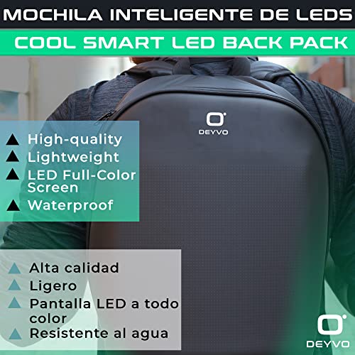 Black Smart LED Backpack, Customizable Laptop Backpack, Travel Laptop Backpack For Adult and College Students. Need Plug in the power bank to use,15.5Inch laptop.18L