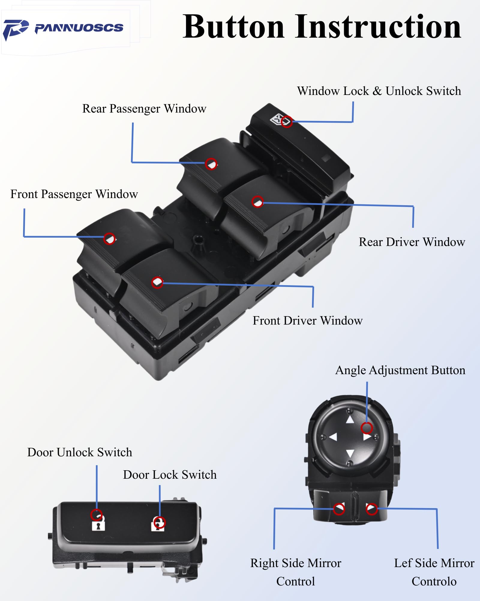 Window Switch Driver Side Compatible with 2007-2014 Chevy Silverado/GMC Sierra 1500 2500HD 3500HD Power Master Window Switch & Door Lock & Mirror Replace#20945129 15804093 22883768
