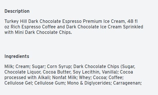 Turkey Hill Dark Chocolate Espresso, Premium Ice Cream, 48 Fluid ounce