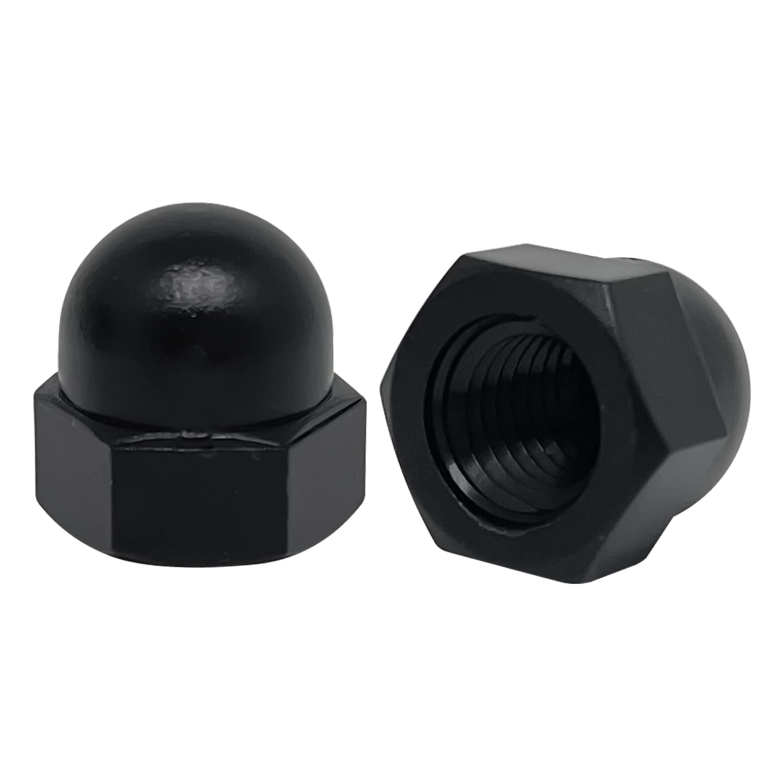 M8-1.25mm Acorn Hex Cap Nut,Dome Cap Head Nuts Nylon Hexagon Decorative Crown Cap Fasteners,Black Tone 30pcs