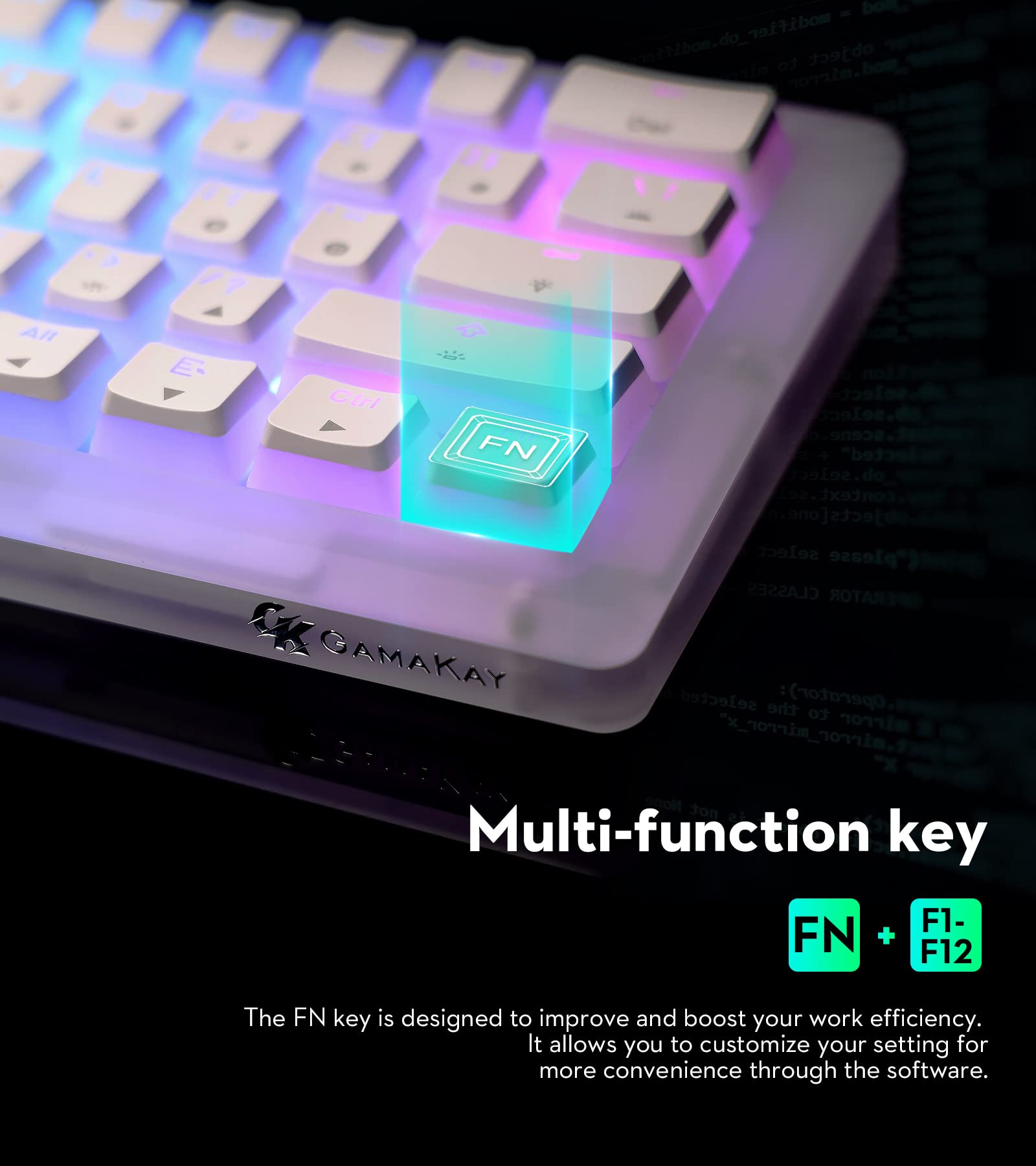GK GAMAKAY K61 Pro 60% RGB Gasket Mechanical Keyboard, Bluetooth/USB-C Wired/2.4GHz Wireless 61 Keys Hot Swap Gaming Keyboard with CNC Acrylic Base Pudding PBT/ABS Keycaps (Gateron Red Switch)