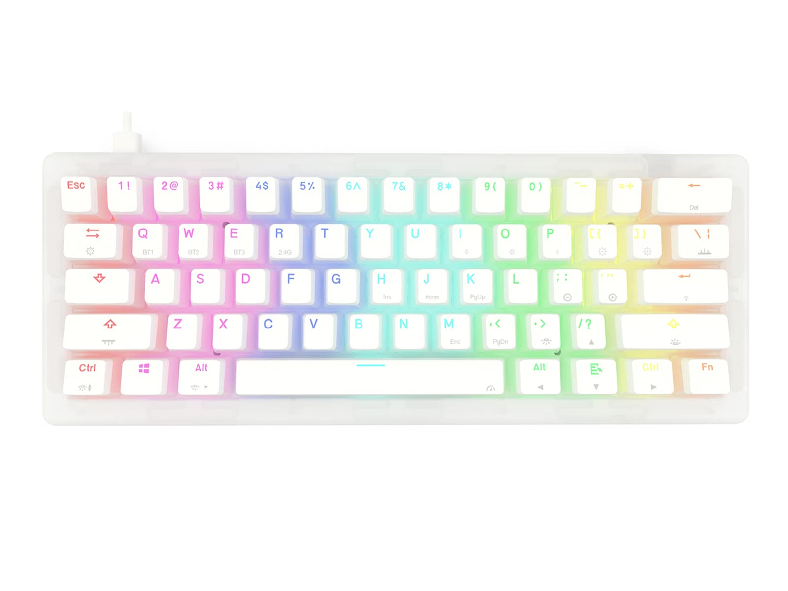 GK GAMAKAY K61 Pro 60% RGB Gasket Mechanical Keyboard, Bluetooth/USB-C Wired/2.4GHz Wireless 61 Keys Hot Swap Gaming Keyboard with CNC Acrylic Base Pudding PBT/ABS Keycaps (Gateron Red Switch)
