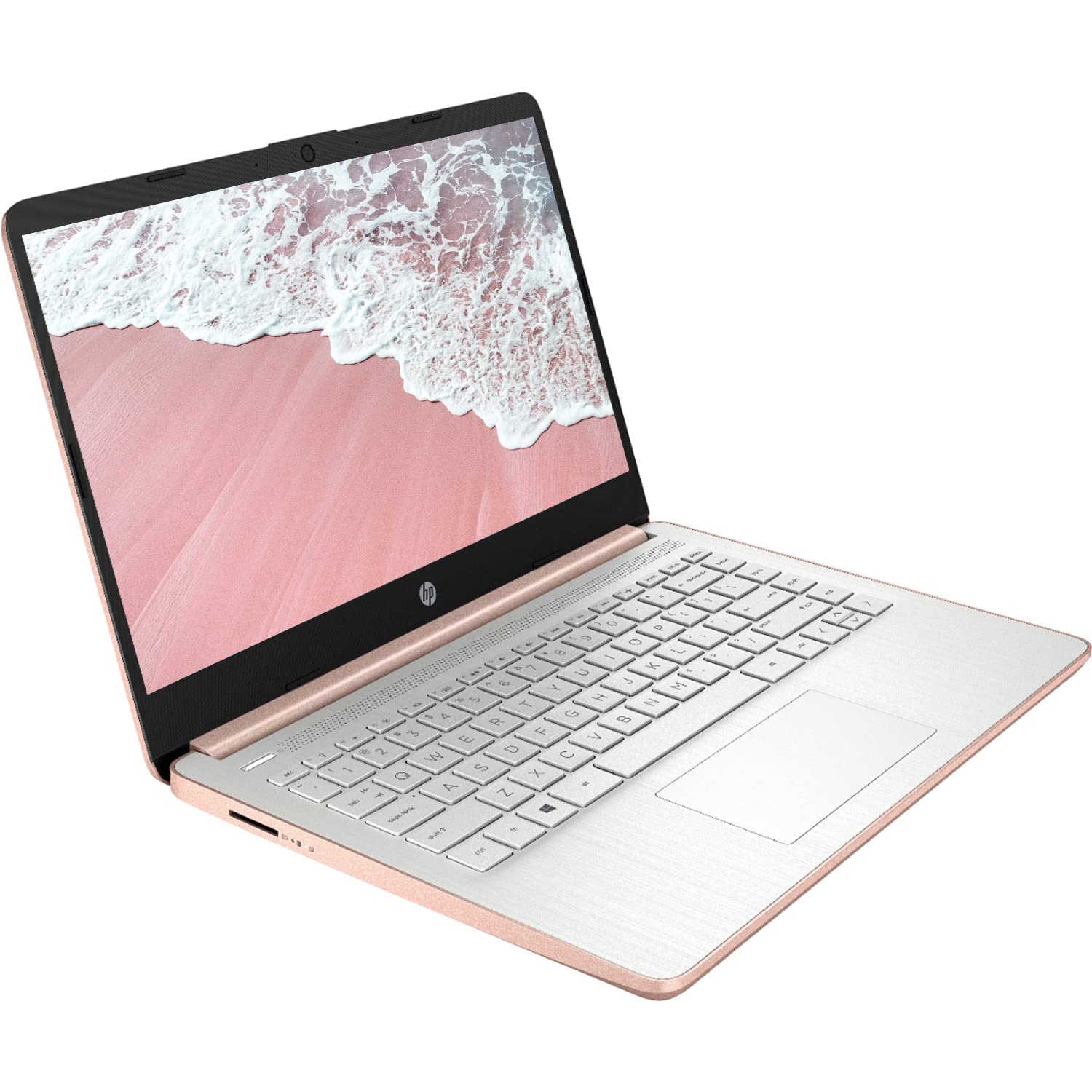 HP 2022 Premium 14-inch HD Thin and Light Laptop, Intel Quad-Core Processor, 32GB RAM, 64GB Storage, Long Battery Life, Webcam, Bluetooth, HDMI, Wi-Fi, Rose Gold, Windows 11 + 1 Year Microsoft 365