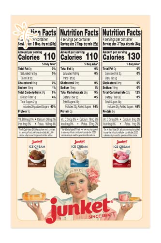Junket Ice Cream Mix Bundle - 4 Vanilla, 4 Chocolate, 4 Strawberry (12 Total)