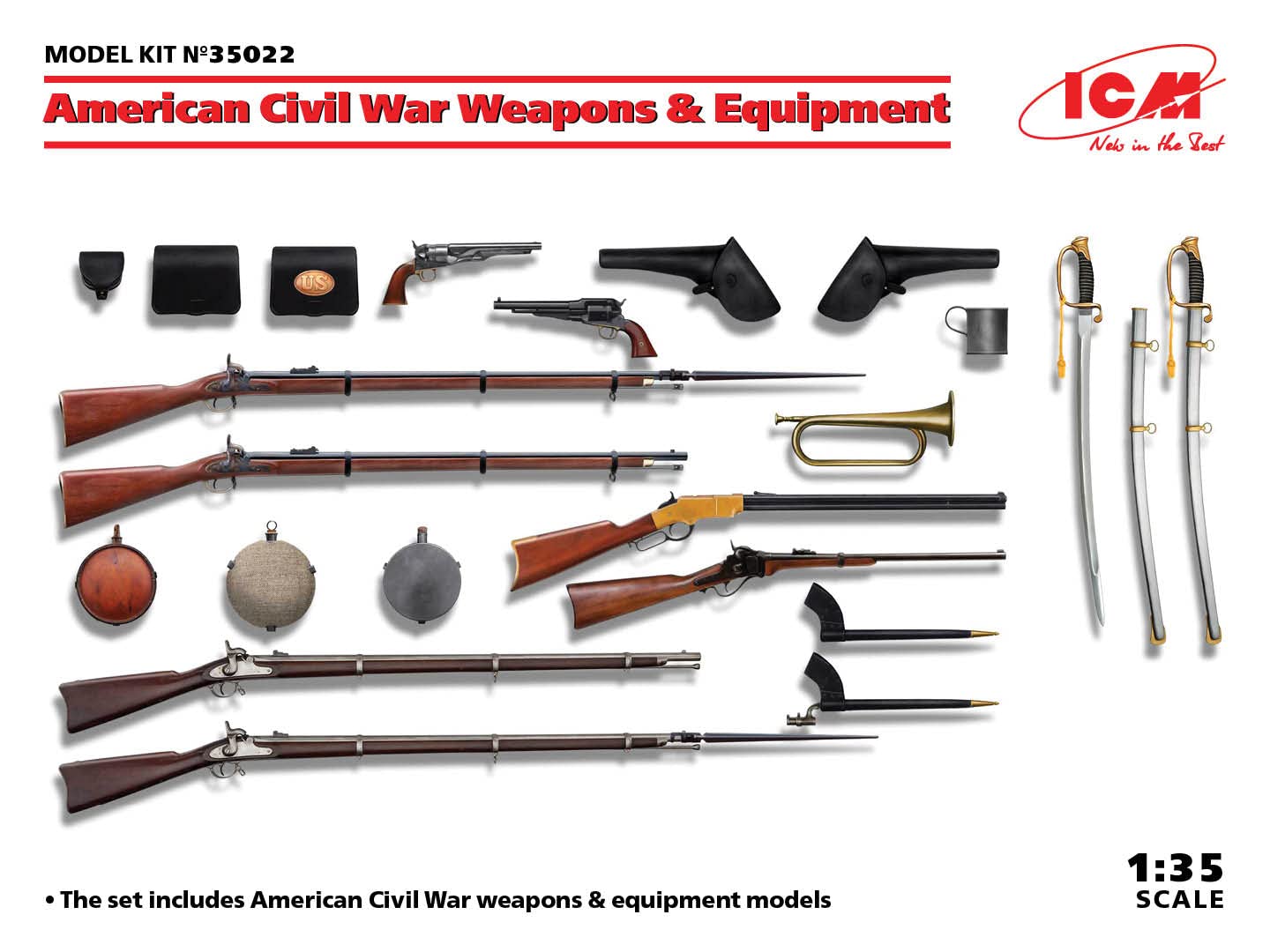 ICM 35022 Plastic Model Kit US Civil War Weapons & Equipment - Scale 1:35
