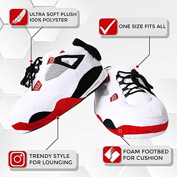 Auden Group Sneaker Slippers Comfy, and Trendy Sneakers for Men, Pure Polyester Womens Sneakers | Fluffy Slippers with Standard Shoes Size that Fits All (Black, White & Red)