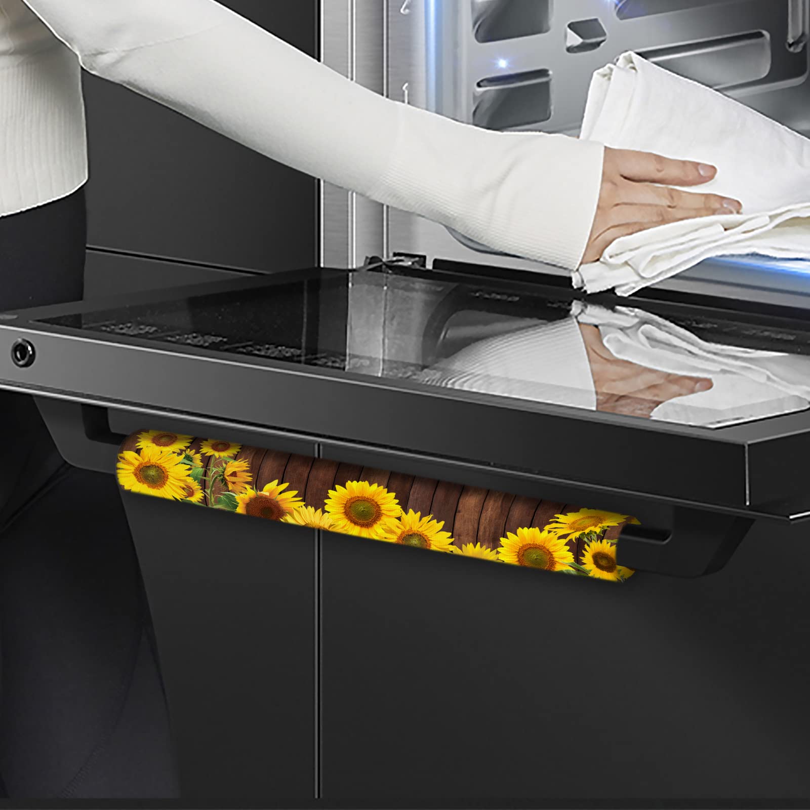 DMCXERO Refrigerator Handle Covers Set of 4 Appliance Handle Covers Use on Keep Kitchen Appliance Fridge Oven Microwave Dishwasher Clean (Sunflower)