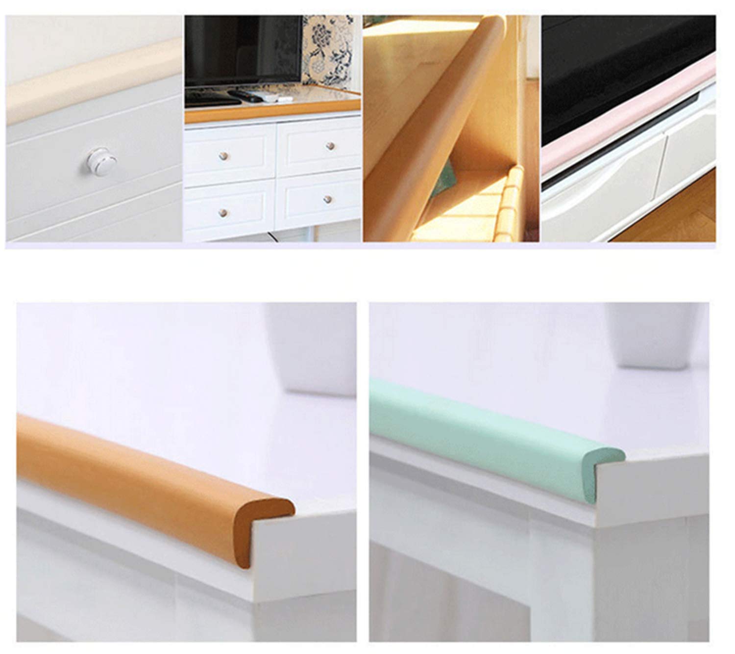 M2cbridge L Shape Extra Thick Furniture Table Edge Protectors Foam Baby Safety Bumper Guard 6.5 Ft (Pink)